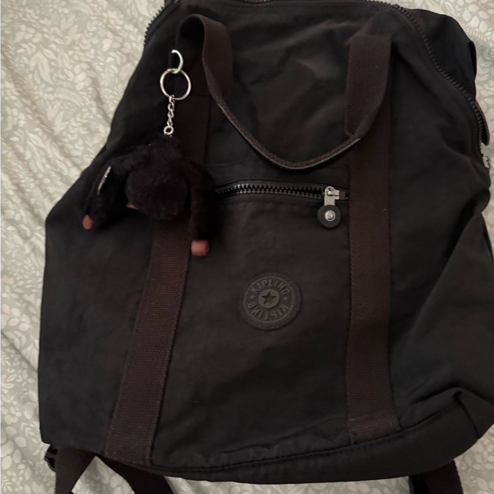 Kipling Dark Backpack With Keychain - Gem